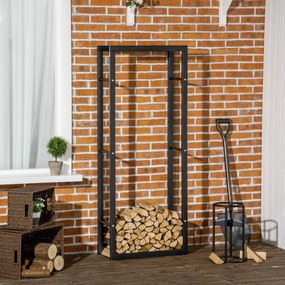 HOMCOM Dřevěný regál Vertikální dřevěný regál Nosnost 100 kg Kovový regál 60x25x150cm do kuchyně obývacího pokoje kanceláře