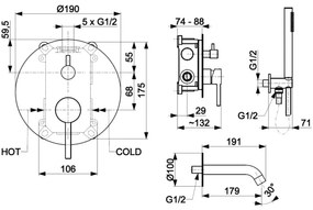KFA Armatura 5039-401-00 - Vanová sada s podomítkovou baterií MOZA lesklý chrom