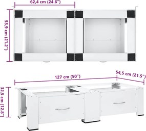 vidaXL Marketos Dvojitý podstavec pod pračku a sušičku se zásuvkami bílý