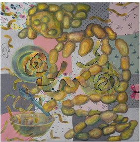 Daniela Krajčová | Šupanie zemiakov Rám: Černý, Velikost: 50 x 50 cm