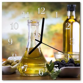 Skleněné hodiny čtvercové Olivový olej