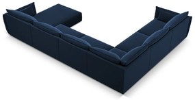 Tmavě modrá sametová rohová pohovka (levý roh/do "U") Vanda – Mazzini Sofas