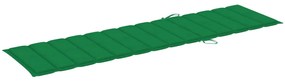 vidaXL Zahradní lehátko se zelenou poduškou masivní teak