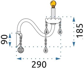 Křišťálová nástěnná lampa 300757 stříbrná