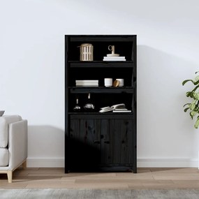 823523 vidaXL Skříň highboard černá 80 x 35 x 154 cm masivní borové dřevo