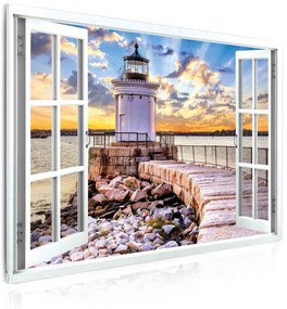 Malvis ® Obraz okno maják v Portlandu Velikost (šířka x výška): 90x60 cm