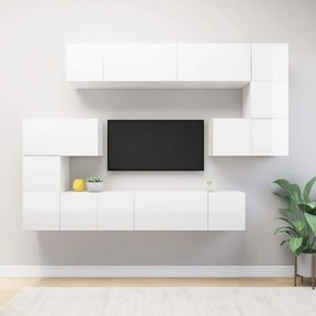 10dílný set TV skříněk bílý kompozitní dřevo