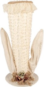 Béžová dekorace busta zaječí uši s kloboukem Fancy - 24*17*50 cm