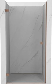 Mexen Lunar-B, Otočné levé sprchové dveře 90 cm, 8mm čiré sklo, měděný matný profil, 832-090-000-65-00-L