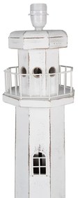 Stojací lampa ve tvaru bílého dřevěného majáku – 23x23x140 cm