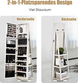 Costway Um 360° otočná šperkovnice 2 v 1 Skříňka na šperky – 39 × 39 × 161 cm