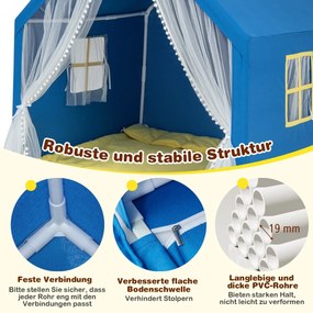 Costway Hrací stan dětský domeček s omyvatelnou bavlněnou podložkou