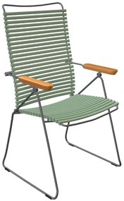 Světle zelená plastová polohovací zahradní židle HOUE Click