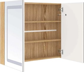 LED koupelnová skříňka se zrcadlem bílá a dub 80 x 12 x 68 cm 326516