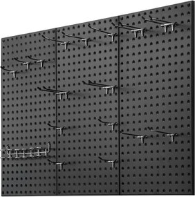 Kovové děrované panely 3 panely 61 × 30,5 cm nástěnný organizér pro garážové nářadí