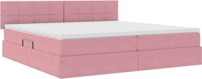 Postel s úložným prostorem s čelo Růžová 200 x 200 cm samet 3370784