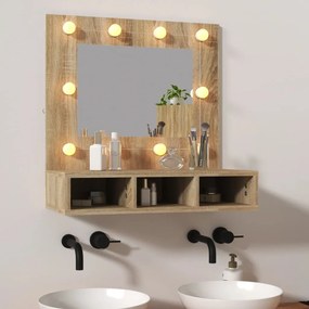 Zrcadlová skříňka s LED dub sonoma 60 x 31,5 x 62 cm