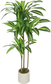 HOMCOM umělá Dracaena s nastavitelnými větvemi, bílý PP květináč s cementovou zátěží – listy PEVA, dřevěný kmen, 60 × 40 × 120 cm | Aosom