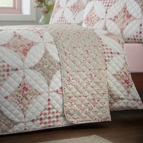 Zelený prošívaný přehoz 220x230 cm Pinsonic Patchwork – Catherine Lansfield