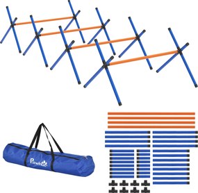 PawHut Agility set pro psy, 4dílné agility vybavení s překážkami, taška na přenášení Výškově nastavitelný tréninkový set pro malé psy