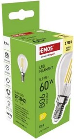 Emos lighting LED žárovka Filament Mini Globe / E14 / 5,9 W (60 W) / 806 lm / teplá bílá 1525731253