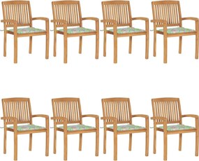 vidaXL Stohovatelné zahradní židle s poduškami 8 ks masivní teak [3073245] Barva: Modrá