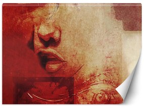 Fototapeta, Červené ženské rty Akvarel - 150x105 cm