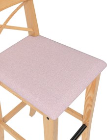 Potah na barovou židli Ingolf s čalouněným sedákem barva růžová látka pletený vzor