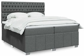 Box spring postel s matrací tmavě šedá 200x200 cm textil 3294083