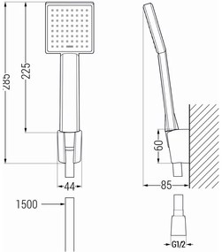 Mexen Libra R45 vanová baterie se sprchovou sadou, Černá - 74513R45-70