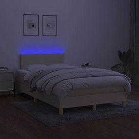 Box spring postel s matrací a LED krémová 120 x 200 cm textil 3133546