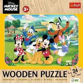 Trefl - Puzzle - Dřevěné puzzle Mickey a přátelé / 24 dílků / 28 x 19.
