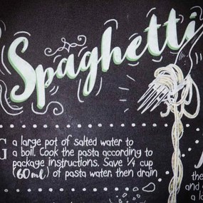 Kovová cedule Spaghetti recipe