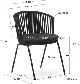 Černá kovová zahradní židle Saconca – Kave Home
