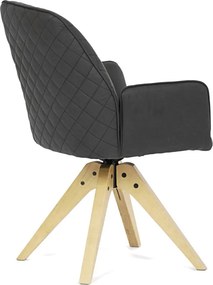 Židle jídelní s područkami, nohy z jasanu, otočná P90°+ L 90° s vratným mechanismem, černá látka (59 x 66) cm Matný