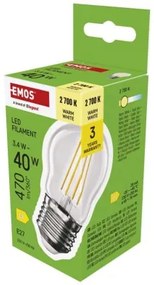 Emos lighting LED žárovka Filament Mini Globe / E27 / 3,4 W (40 W) / 470 lm / teplá bílá 1525743210