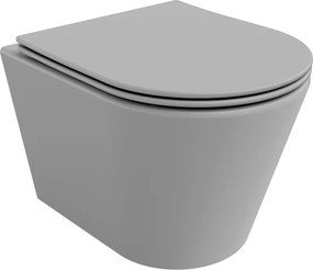 Mexen Rico WC mísa Rimless s pomalu zavírajícím slim sedátkem, duroplast, světle šedý mat - 30724061