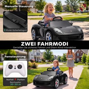 AIYAPLAY dětské elektrické auto Porsche Carrera GT, 10,8 V, černé