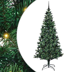 Umělý osvětlený vánoční stromeček Zelená 210 cm PVC a kov 3396776