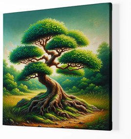 Obraz na plátně - Strom života košatá Bonsai v přírodě FeelHappy.cz Velikost obrazu: 120 x 120 cm