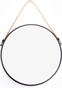 Závěsné zrcadlo v kovovém rámu, průměr 37 cm