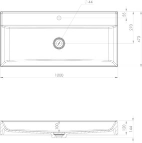 Sapho Twig umyvadlo 100 x 47 cm s otvorem pro baterii bez přepadu litý mramor bílá TW100