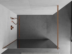 Mexen Kioto, sprchová zástěna Walk-In 120 x 200 cm, 8mm sklo vzor zrcadlo, měděný matný profil, 800-120-101-65-50