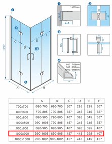 BPS-koupelny Obdélníkový sprchový kout HYD-OK13A 100x90 bílá/transparent - bez vaničky