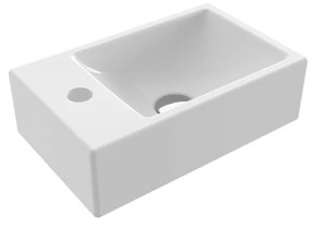 BOCCHI Milano Mini - Umyvátko bez přepadu, otvor na baterii vlevo, 370x230 mm, bílá lesklá