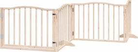 Zábrana pro psy s dvířky skládací 6 panelů 480 cm topol 3155609