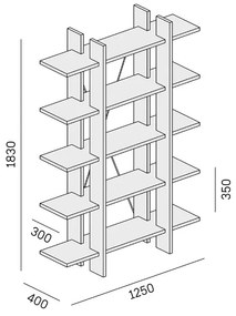 Kancelářský regál vysoký krátký SOLID, 1250 x 400 x 1825 mm, dub přírodní