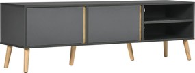 HOMCOM TV Stánek pro televizory do 55 palců, skandinávský design, 2 dveře, 2 police s vedením kabelů, 150 x 35 x 45 cm, tmavě šedá