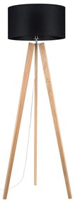 BRITOP Stojací lampa LOTTA, 1xE27, v. 160 cm Barva stínidla: Černá látka, Barva podstavy: Dubové dřevo