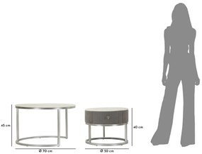 Sada konferenčních stolků Laquinta 70 cm šedá / stříbrná